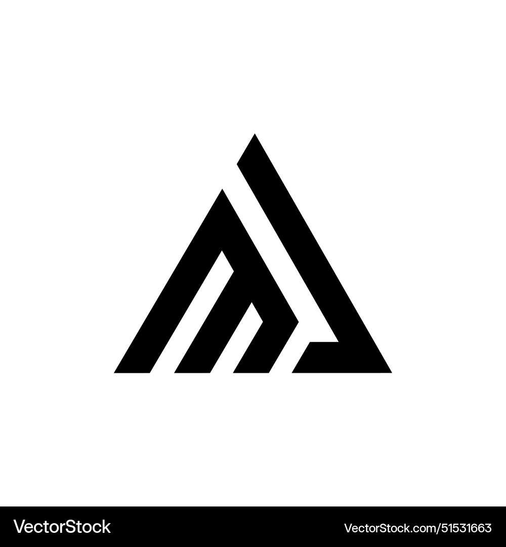 Letter mj or am triangle modern logo Royalty Free Vector