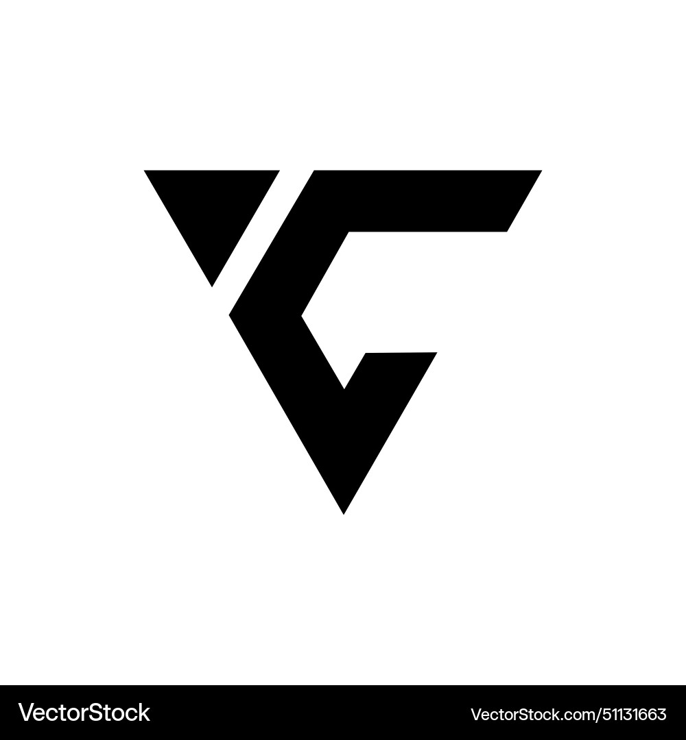 Letter vc or cv triangle shape modern flat Vector Image