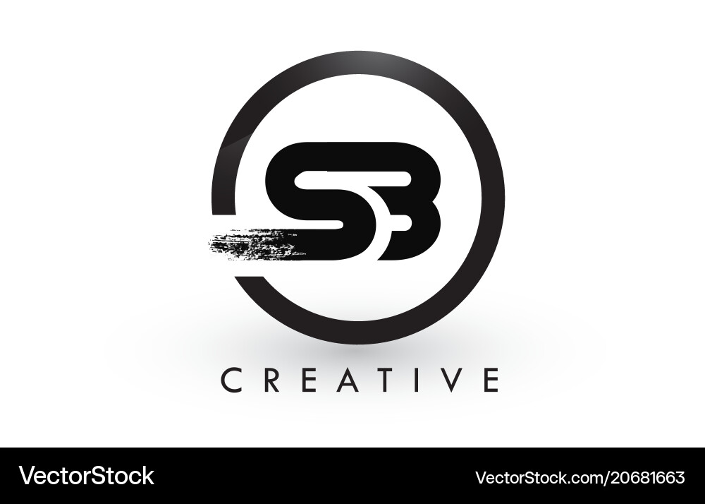 Sb brush letter logo design creative brushed Vector Image