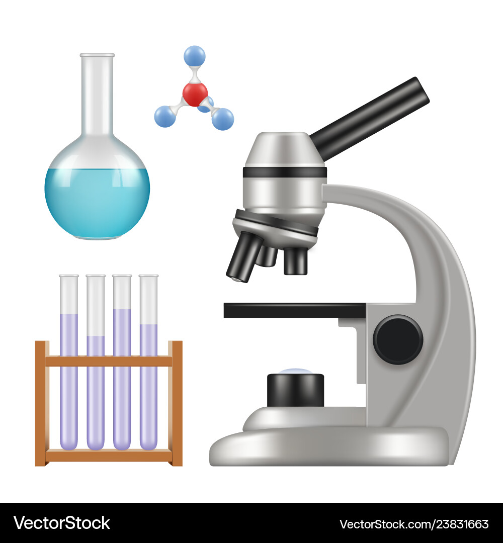 Science equipment microscope scientific chemical Vector Image