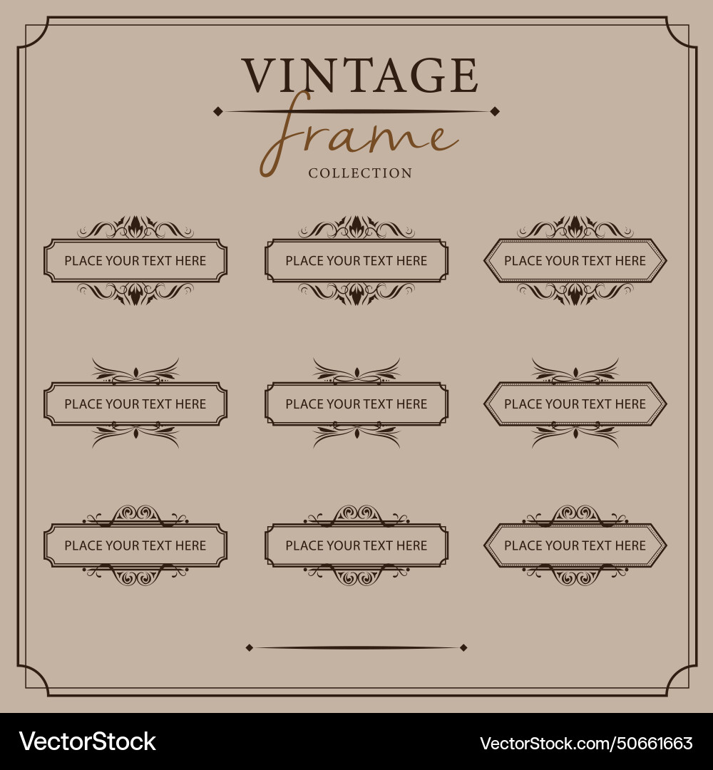 Vintage frames set retro design elements Vector Image
