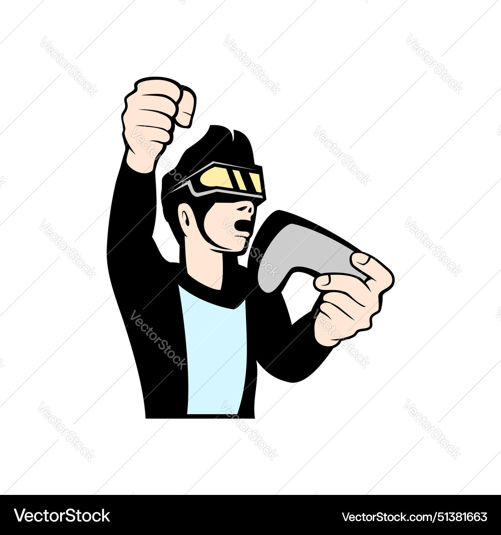 Virtual reality vr game player design Royalty Free Vector