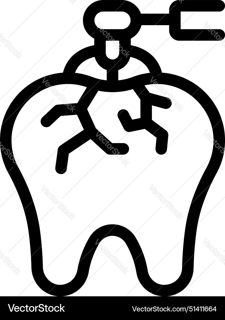Black and white icon of a tooth extraction Vector Image