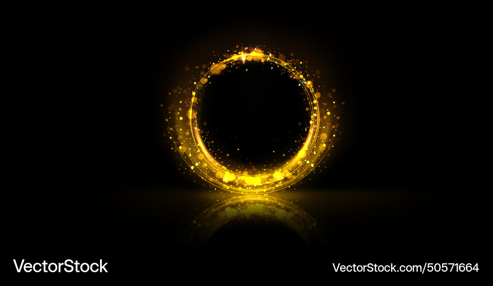 Circle frame with golden bokeh effect Royalty Free Vector