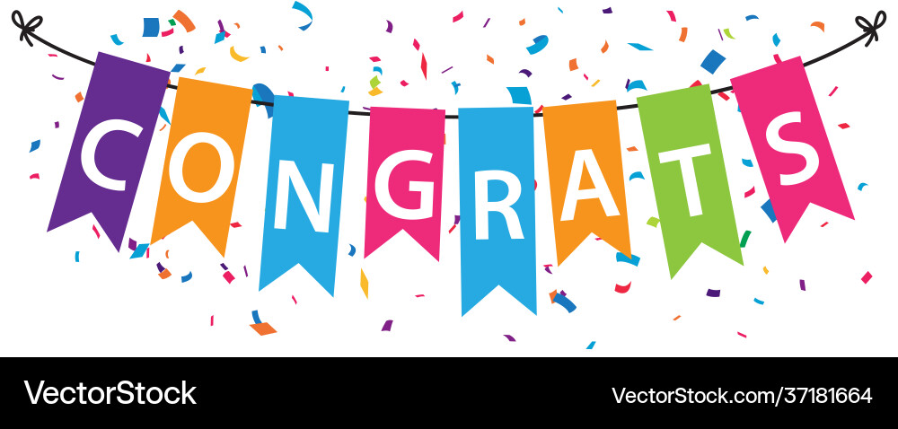 Congratulations banner with colorful bunting flags