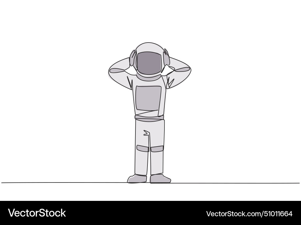 Continuous one line drawing astronaut standing Vector Image