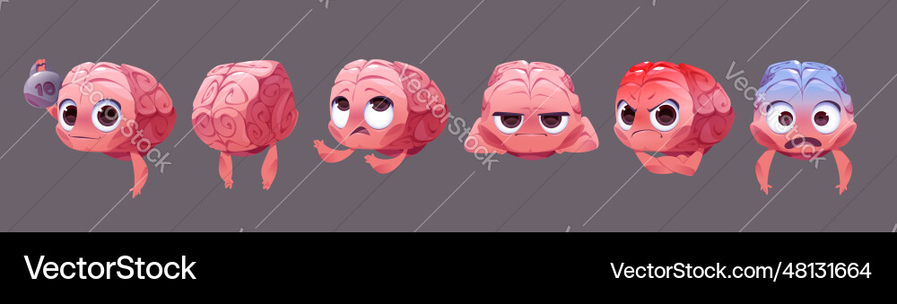 Cute cartoon brain character do exercise Vector Image