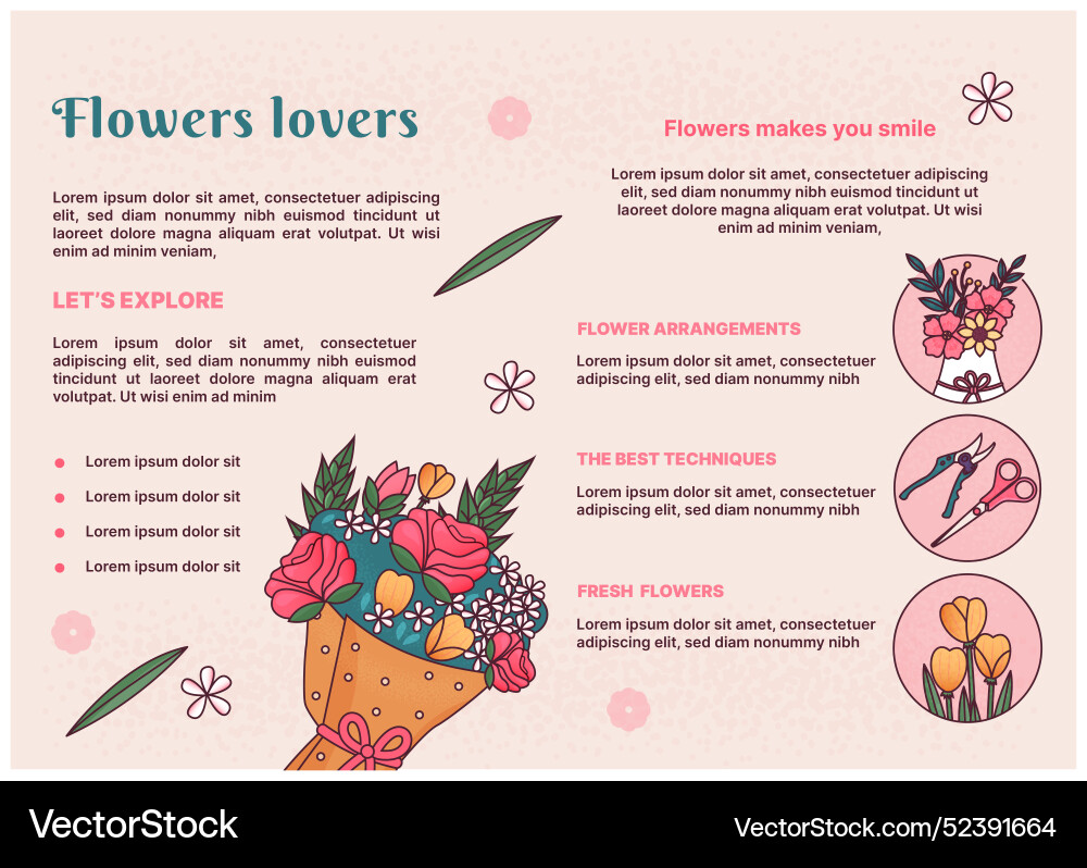 Hand drawn florist store brochure template Vector Image