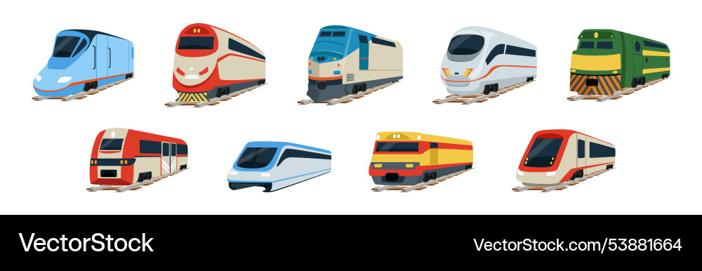 High speed train vessel on rail in perspective Vector Image