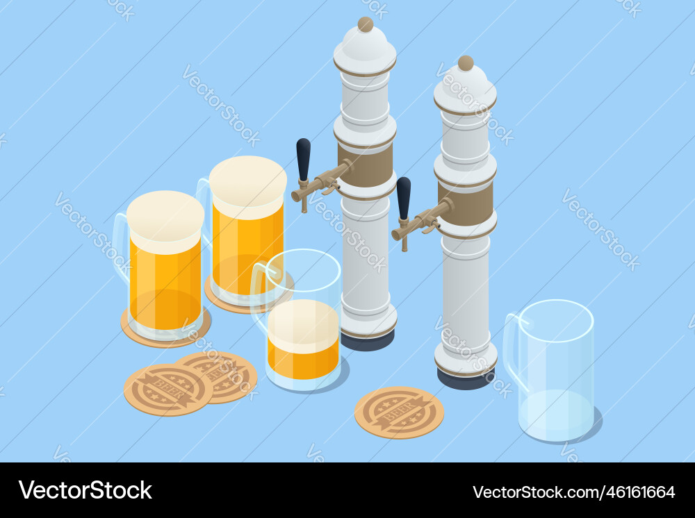 Isometric brewery beer production process Vector Image
