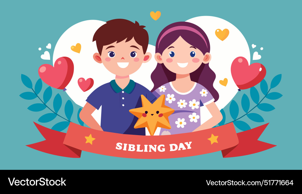 Siblings day love template for banner Royalty Free Vector