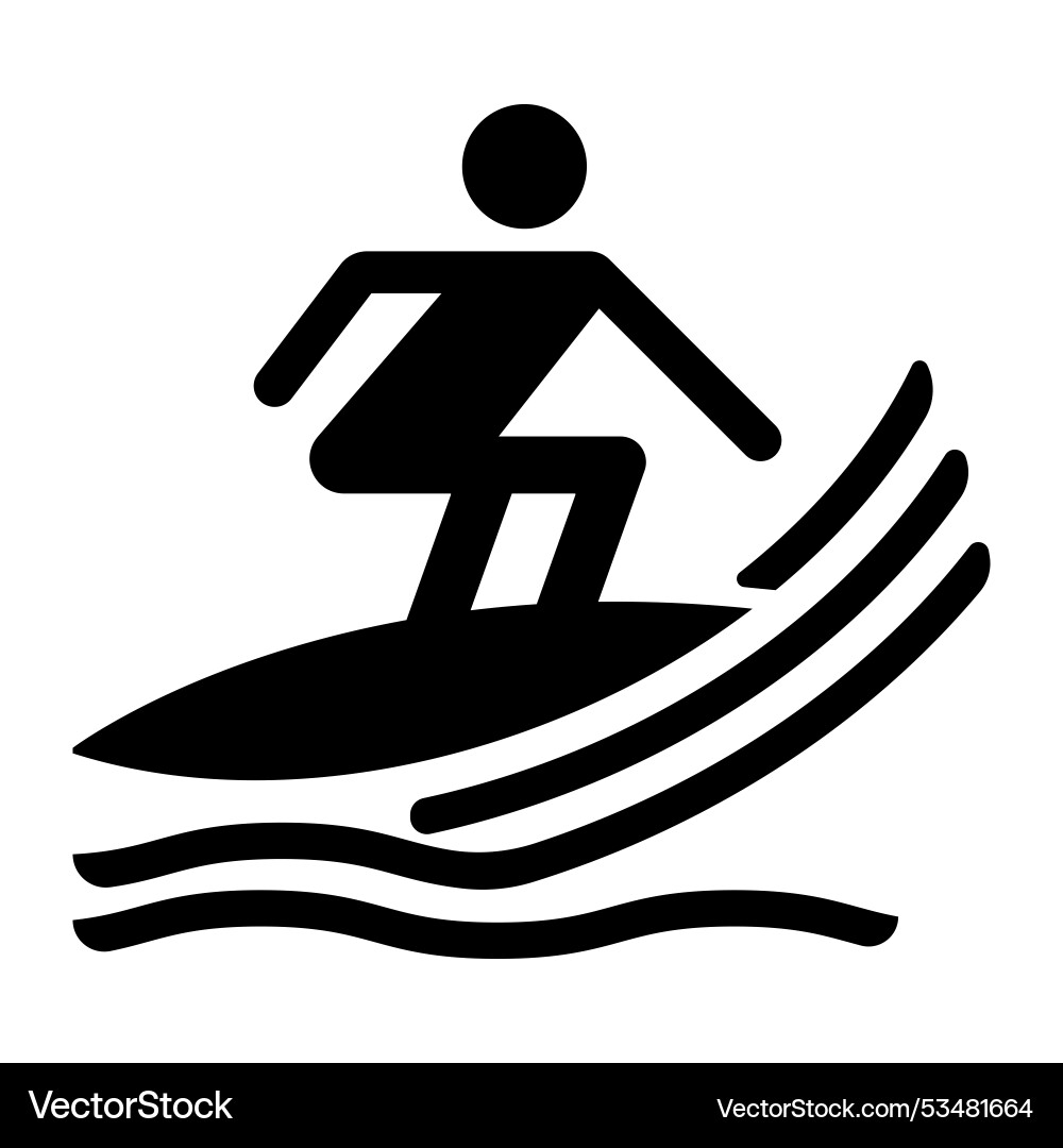 Surfer riding waves in minimalist style Royalty Free Vector
