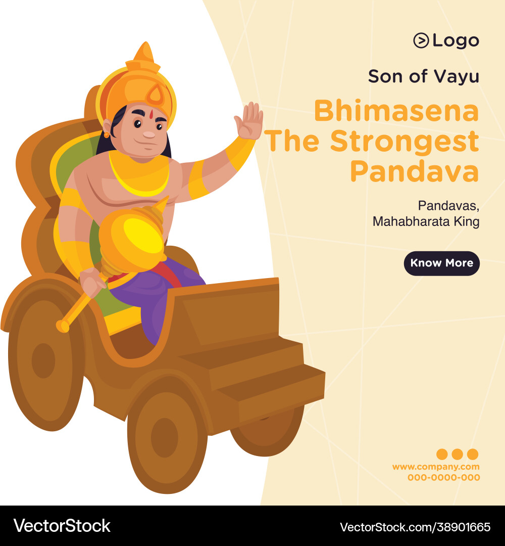 Banner design bhimasena strongest pandava Vector Image