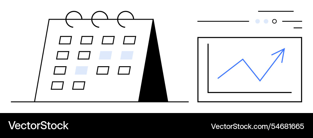 Calendar and line graph representing scheduling Vector Image