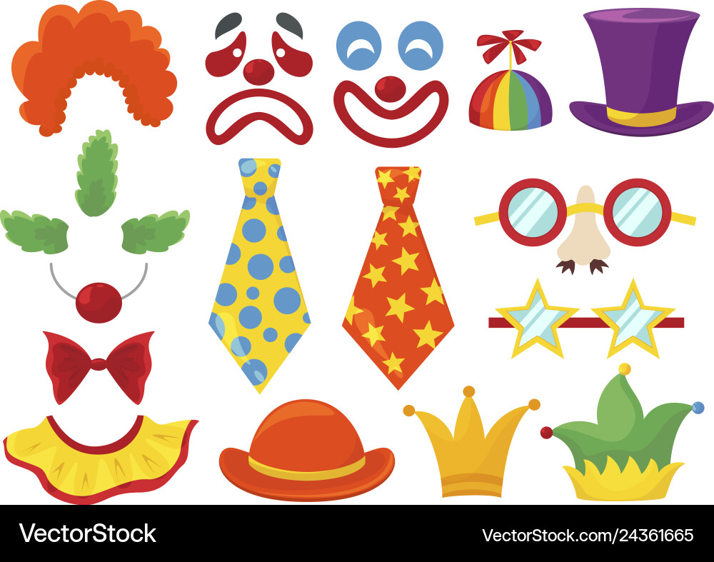 Clown Props Set - Colorful & Fun Royalty Free Vector