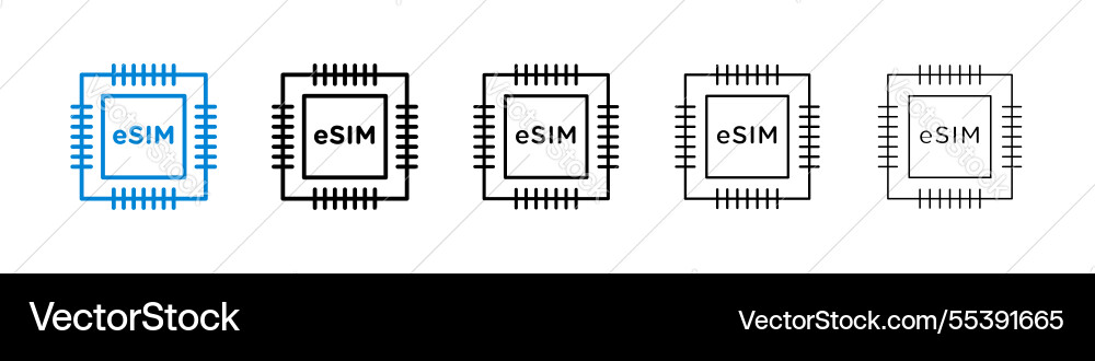 Esim icons in five different stroke sizes Vector Image