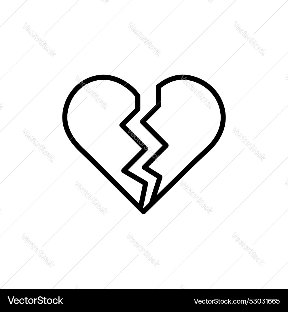 Heart crack icon isolated on white background Vector Image