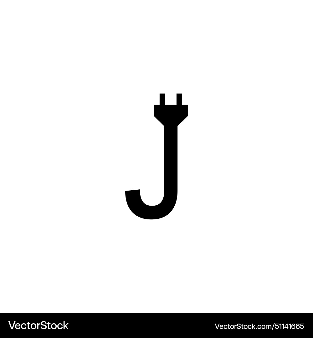 Letter j cable electric geometric symbol simple Vector Image