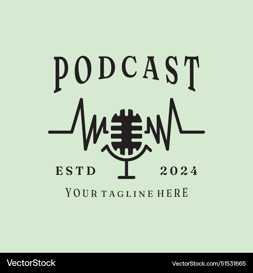 Podcast logo icon design line art sound wave Vector Image