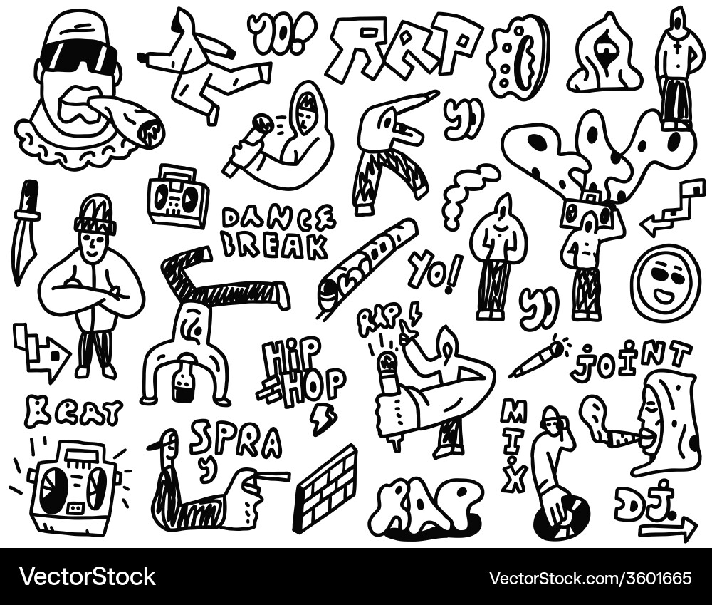 Rap hip hop - doodles set Royalty Free Vector Image