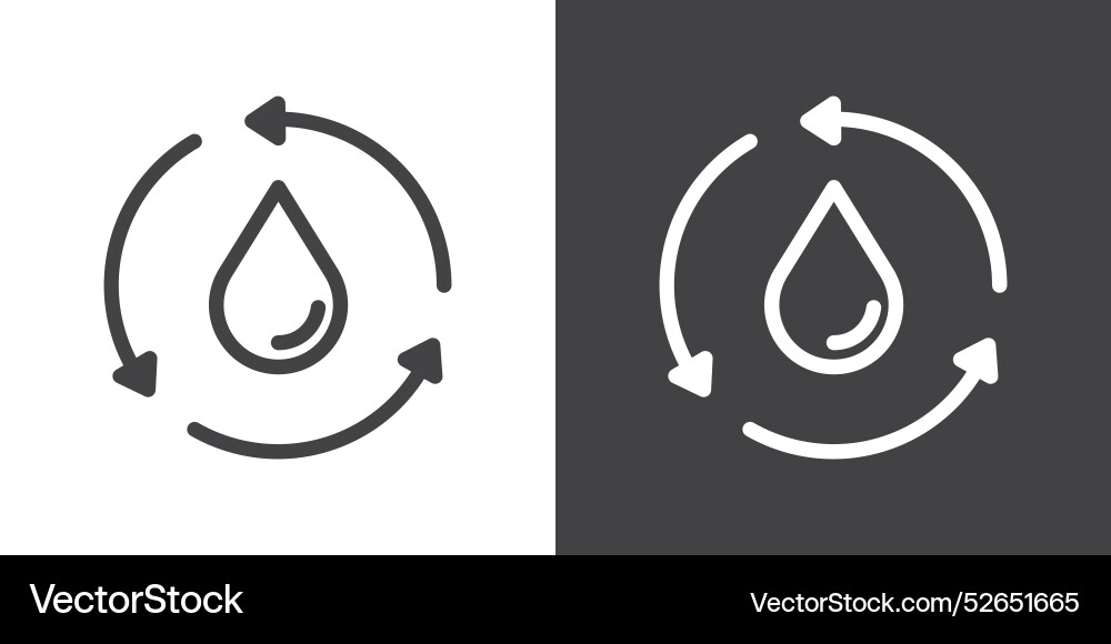 Recycle water icon flat set outline Royalty Free Vector