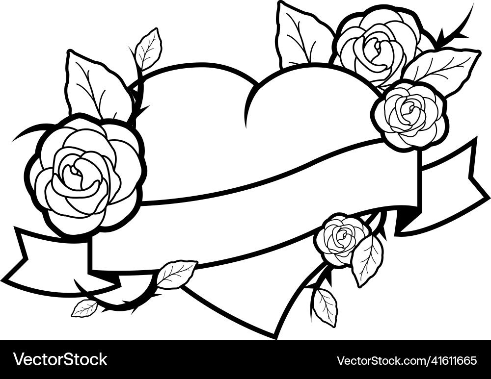 Romantic Rose and Heart Banner Royalty Free Vector Image