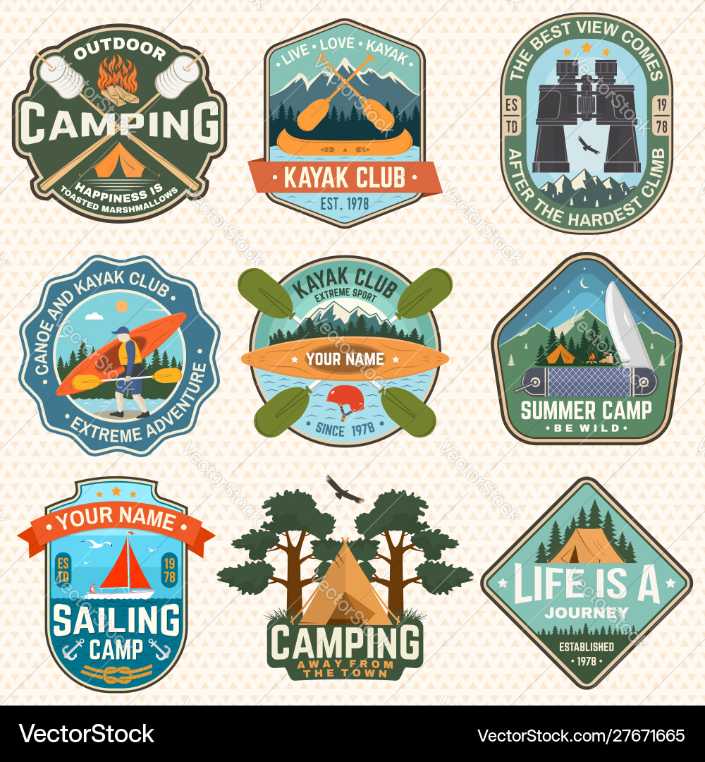 Set summer camp badges patches Royalty Free Vector Image