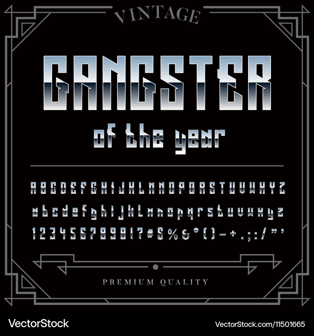 Silver or chrome metallic font set letters numbers