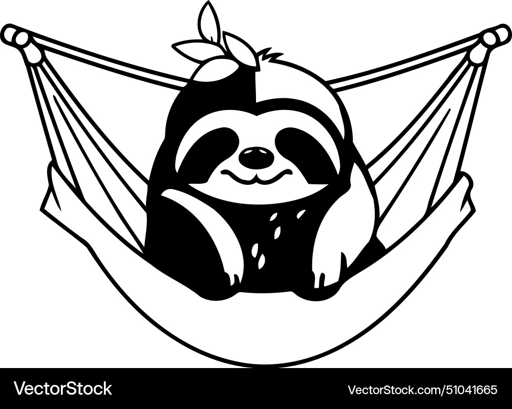 Sloth hanging in hammock isolated on a white Vector Image