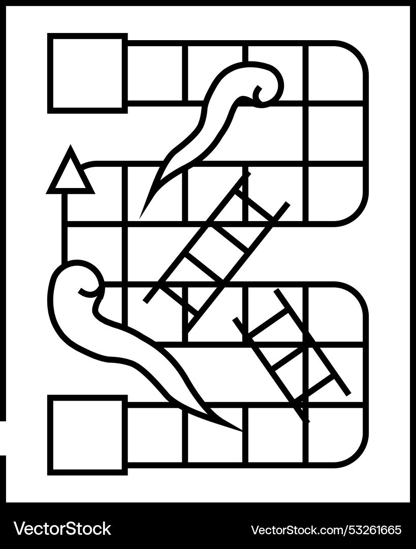Snakes and ladders game board table line icon Vector Image