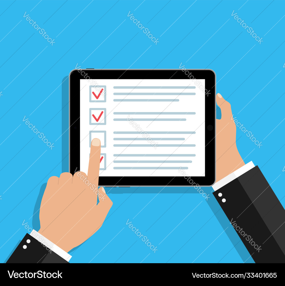 Tablet Survey App - Checklist Form Royalty Free Vector Image
