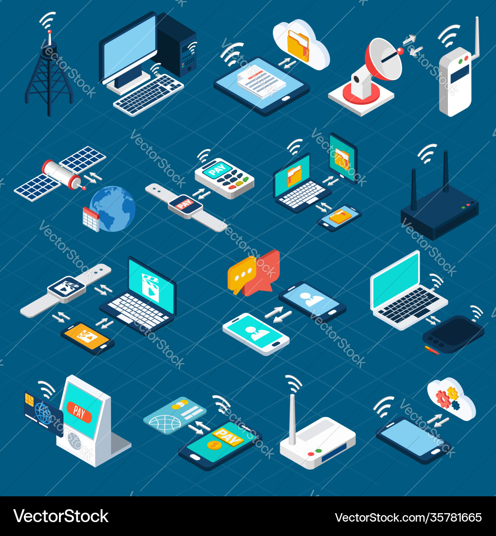 Wireless Communication Icons Royalty Free Vector Image