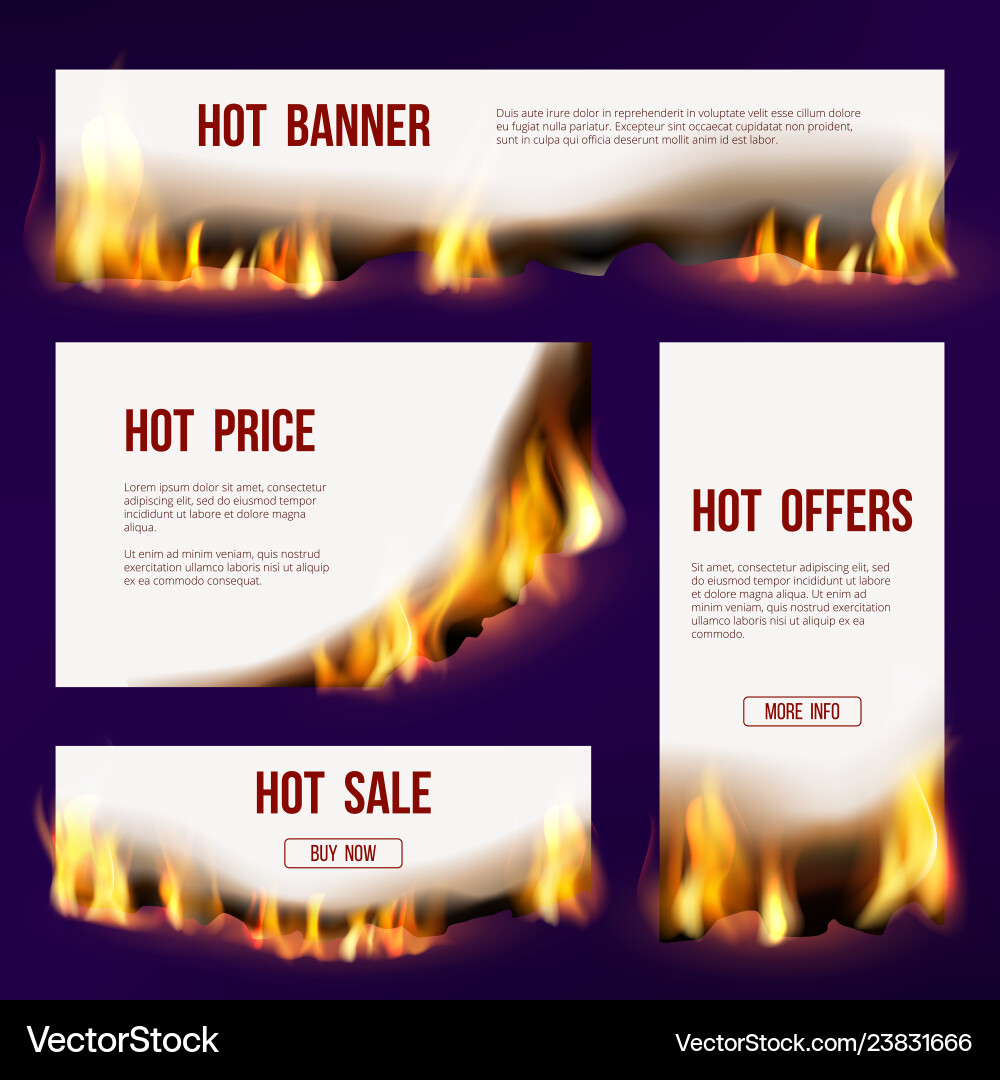 Banners flame advertizing template with fire Vector Image