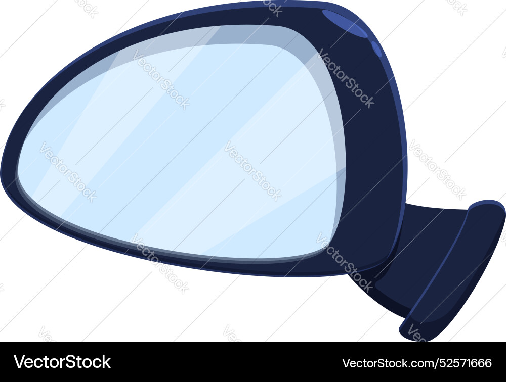 Car side mirror reflecting empty road ahead Vector Image