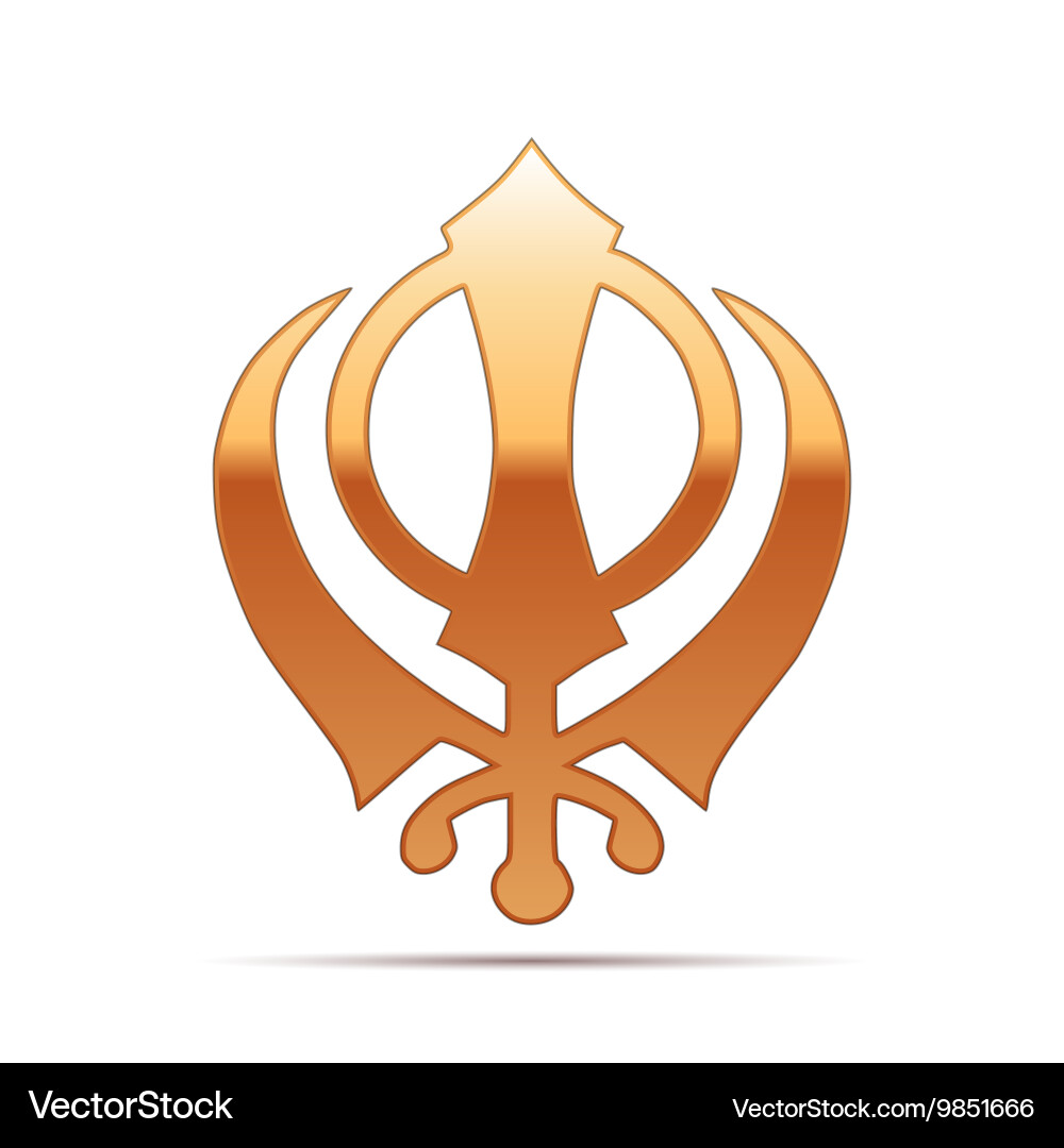 Gold khanda sikh icon on white background Vector Image
