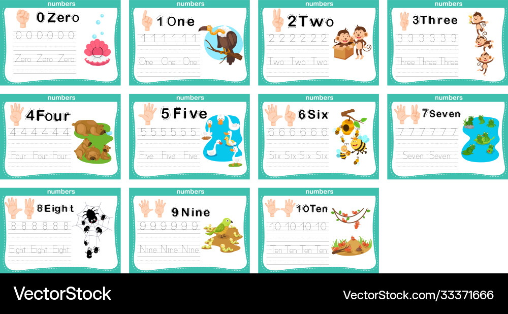 Hand countfinger and numbernumber exercise Vector Image