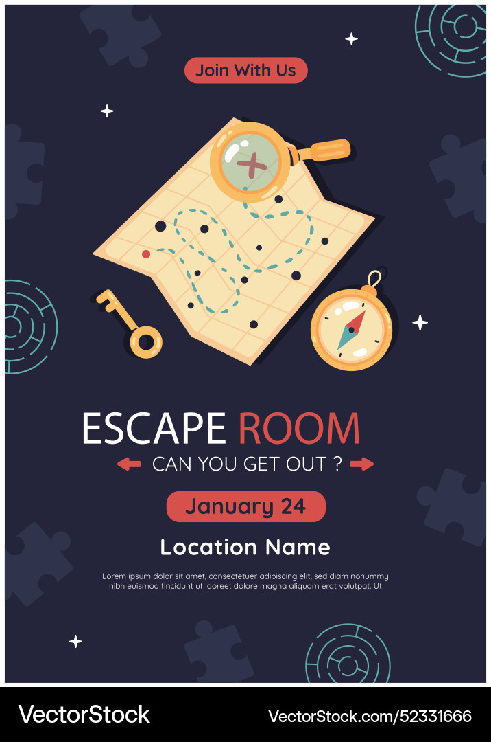 Hand drawn escape room invitation Royalty Free Vector Image