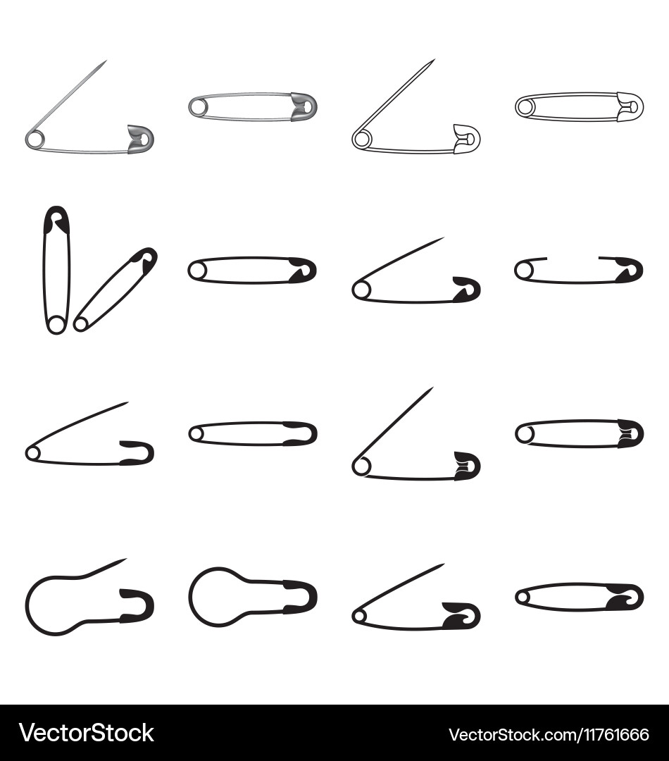 Safety Pins Collection Royalty Free Vector Image