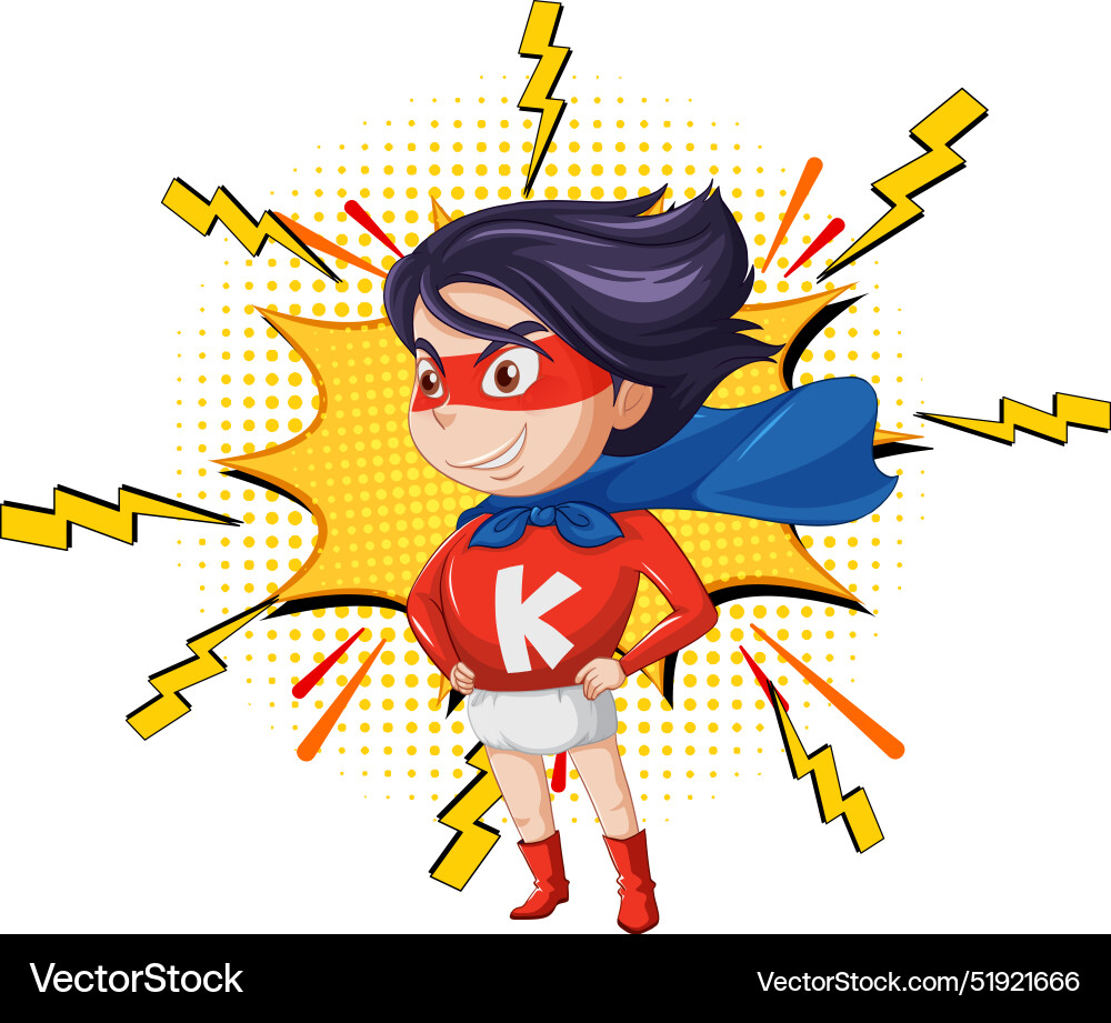 Young superhero with lightning background Vector Image
