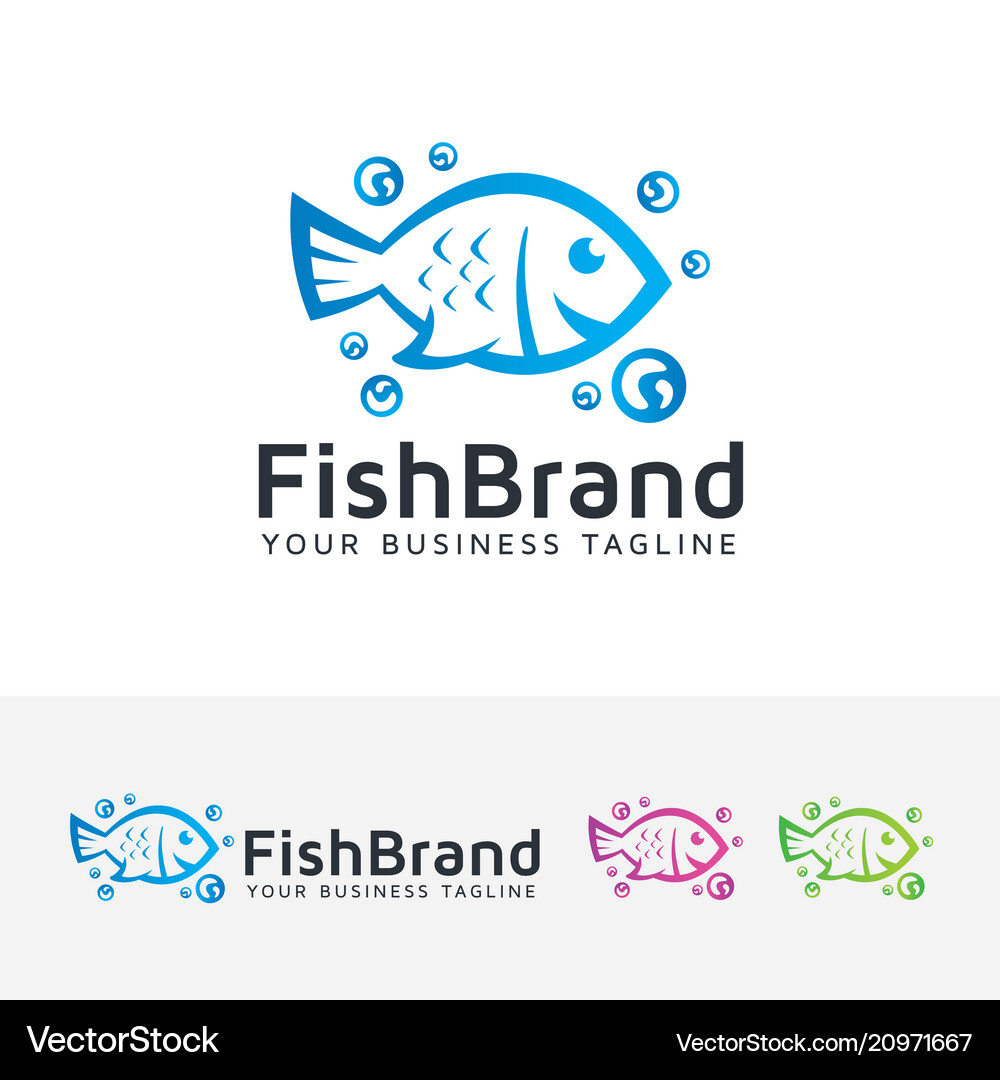 Fish brand logo design Royalty Free Vector Image