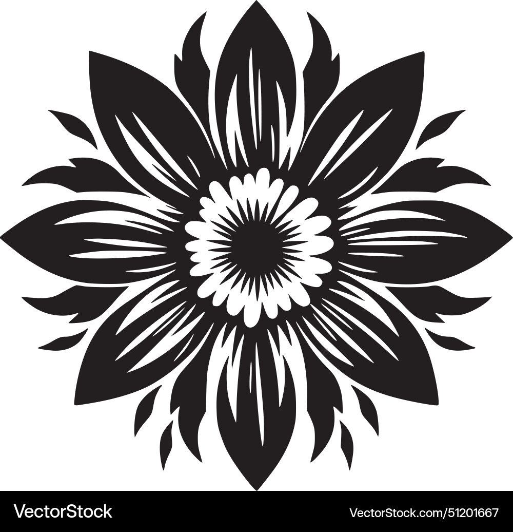 Flower - black and white Royalty Free Vector Image