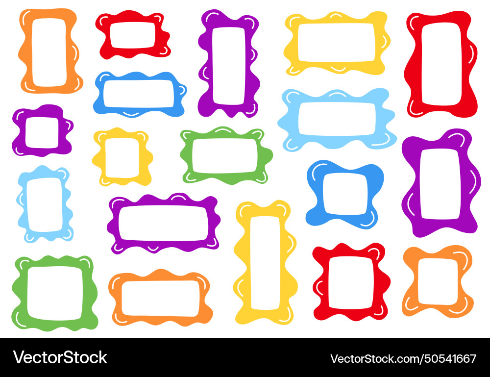 Frame textbox doodle hand drawn set of colored Vector Image