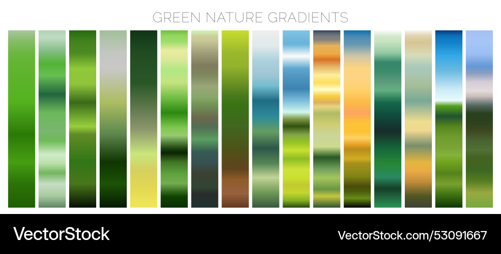 Green nature gradient color swatch set Royalty Free Vector