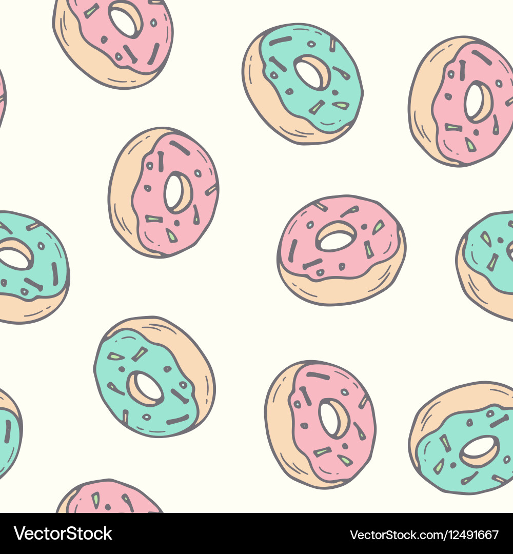 Hand Drawn Donut Pattern Royalty Free Vector Image