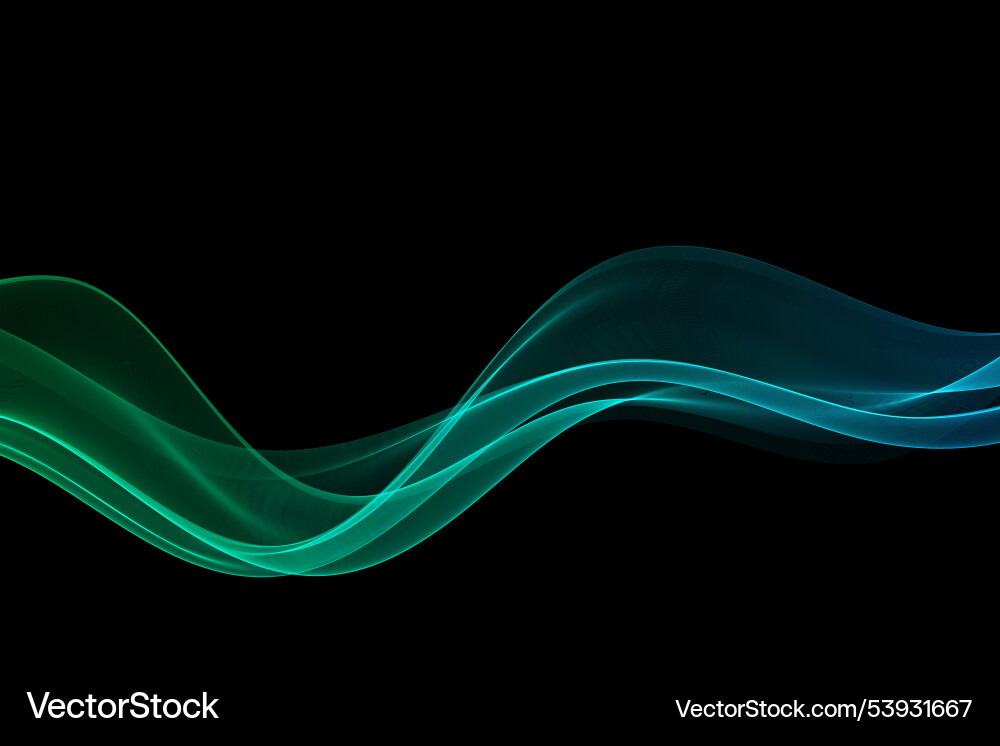 Luminescence color blue and green wave design Vector Image