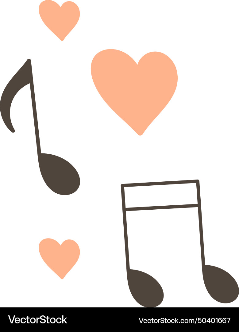 Music notes with hearts Royalty Free Vector Image