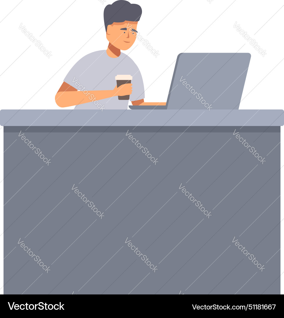 Office work desk icon cartoon workaholic Vector Image