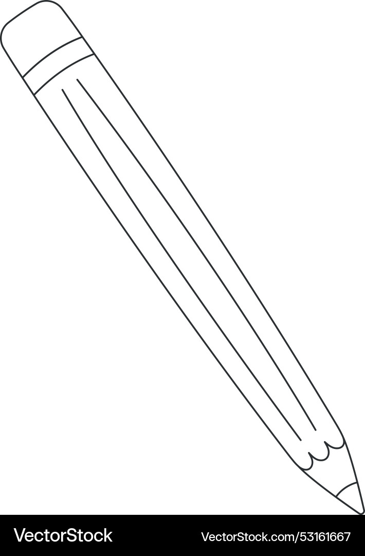 Outlined pencil with eraser in minimal style Vector Image