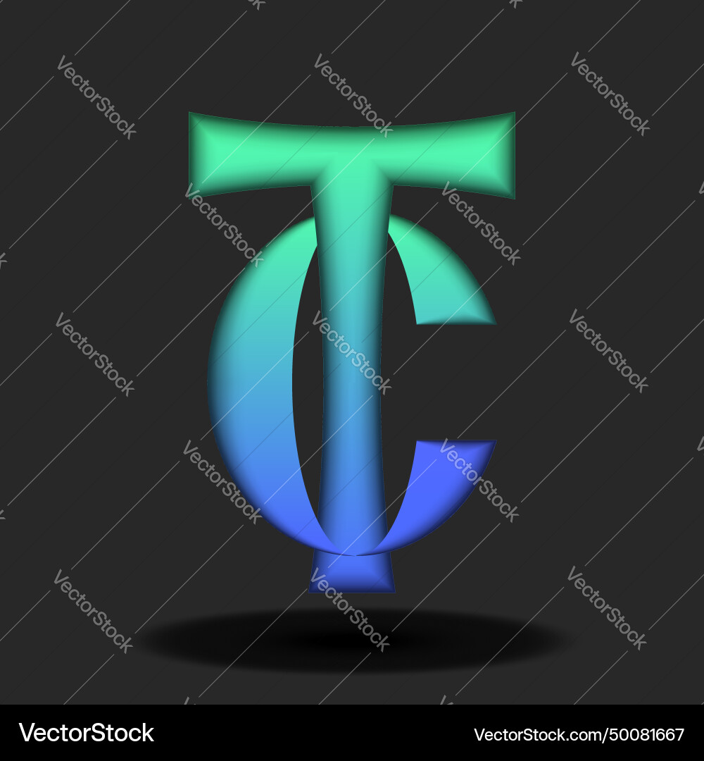 Overlapping letters tc or ct initials logo Vector Image