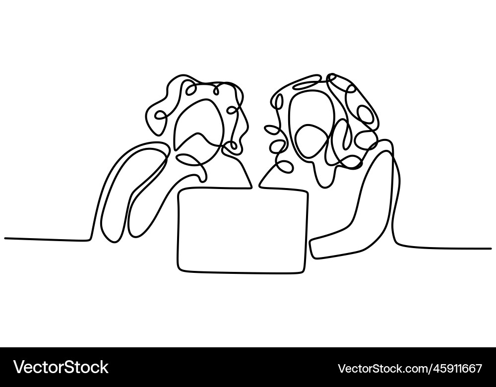 Two Office Workers - Line Art Royalty Free Vector Image